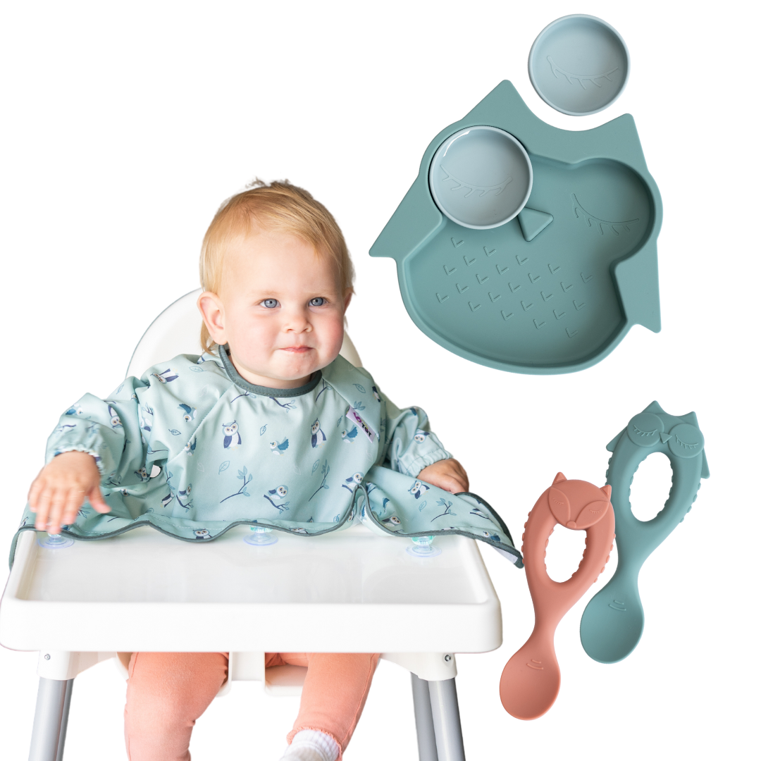 Tidy Tot Bib & Plate Bundle - Bibs That Catch Food! | Award Winning